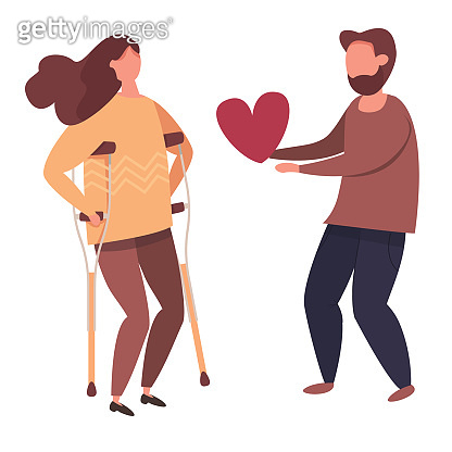 Concept of romantic relationships and marriage with handicapped woman ...
