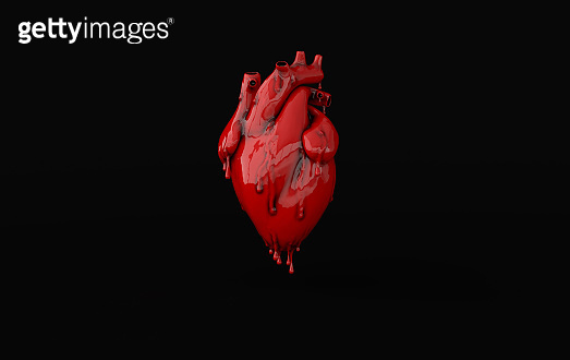 Realistic human heart organ with arteries and aorta 3d rendering. Happy ...