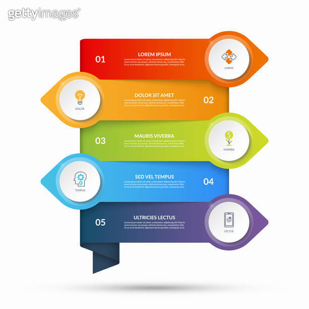 Infographic template with arrows pointing in opposite directions and ...