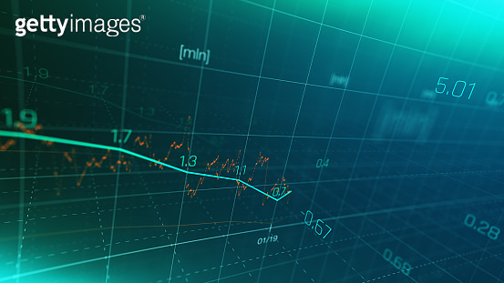 Financial graph showing statistics, prices falling, stock market crash ...