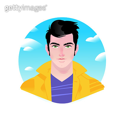 Illustration of a young stylish man. Cartoon beautiful character for ...