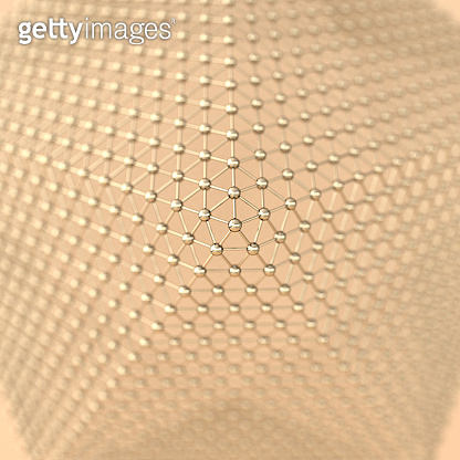 Abstract golden lines and spheres web structure. Detailed geometrical ...