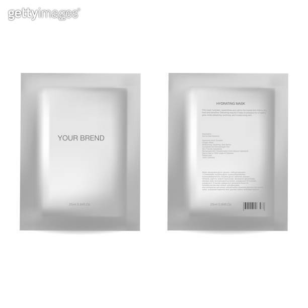 Vector realistic blank package, disposable foil sachet for facial mask ...