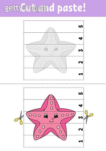 Learning numbers 1-5. Cut and glue. Starfish character. Education ...