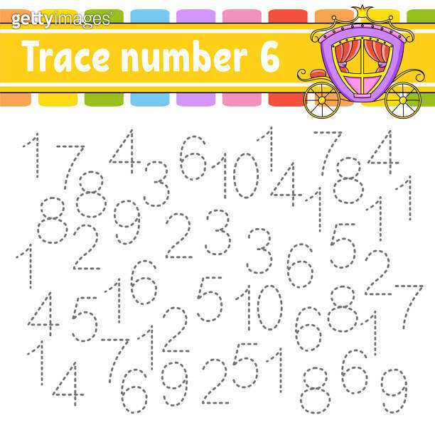 Trace number 6. Handwriting practice. Learning numbers for kids ...