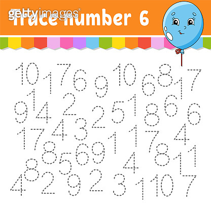 Trace number . Handwriting practice. Learning numbers for kids ...