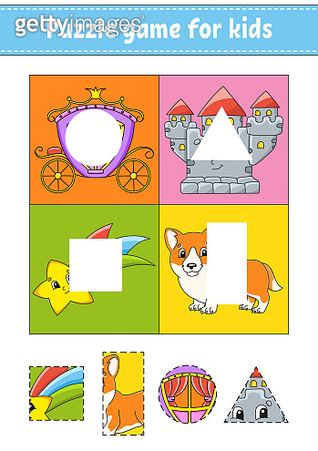 Puzzle game for kids. Cut and paste. Cutting practice. Learning shapes ...