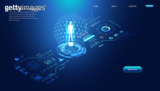 Abstract technology Ai interface computing concept working data of Artificial intelligence and ...