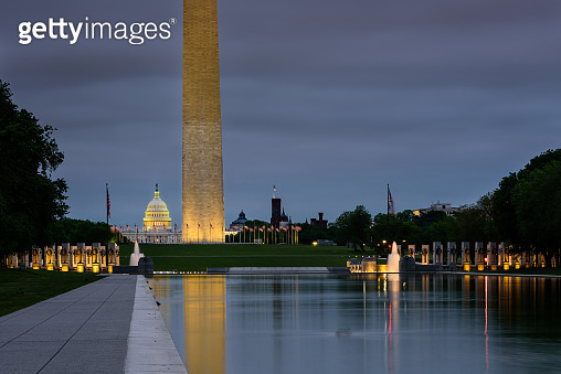 Washington DC Monument and the US Capitol Building with storm skies ...