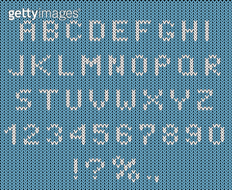 Christmas font flat vector illustration. Knitwear stylized alphabet and ...