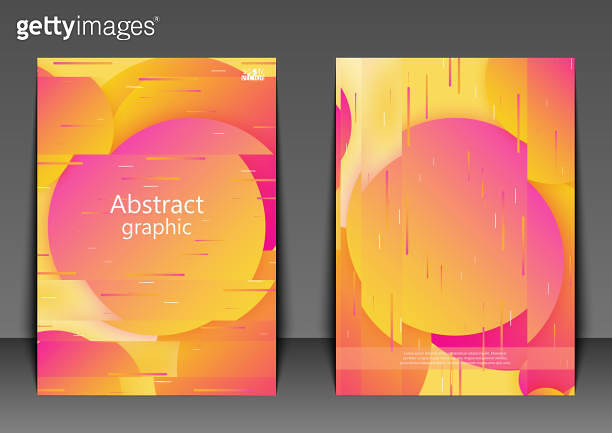 Flyer template with abstract background. Colorful glitch circles, frame ...