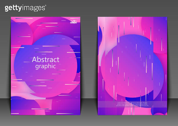 Flyer template with abstract background. Colorful glitch circles, frame ...