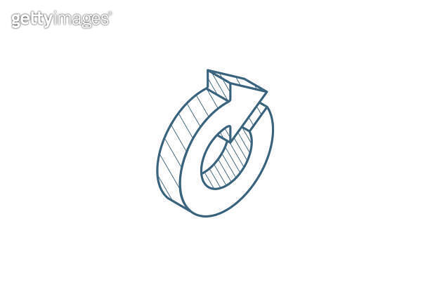 rotate arrow, update isometric icon. 3d line art technical drawing ...
