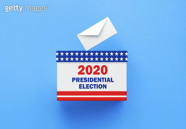2020 Presidential Election Written Ballot Box and White Vote Envelope ...