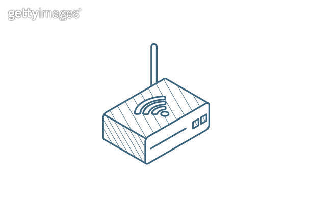 Wi-fi router isometric icon. 3d line art technical drawing. Editable ...
