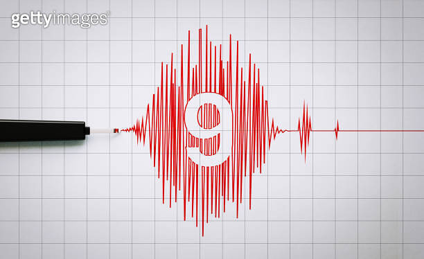 Seismograph Recording a Magnitude Nine Earthquake Activity in Richter ...