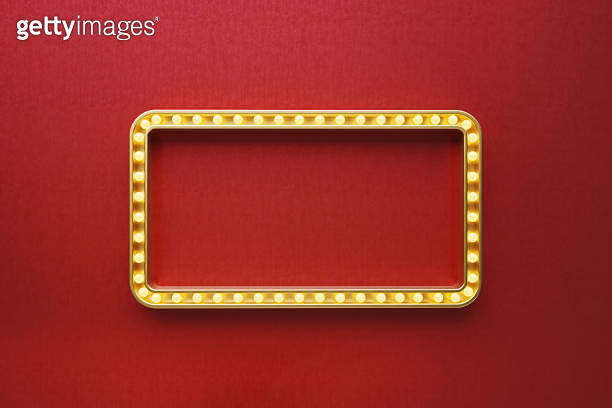 Light Bulbs Forming Rectangle Shape on Red Background 이미지 (1289802386 ...