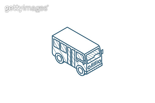 passenger bus isometric icon. 3d line art technical drawing. Editable ...
