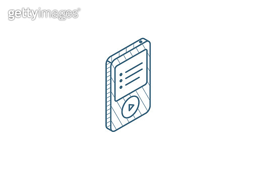 MP3, music player isometric icon. 3d line art technical drawing ...