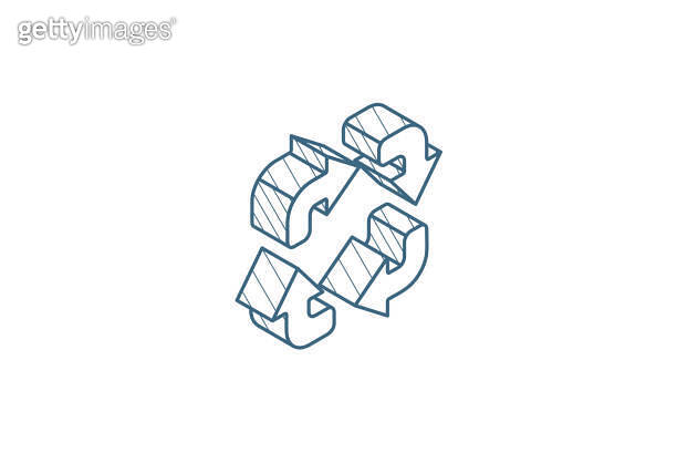 Refresh four arrows isometric icon. 3d line art technical drawing ...