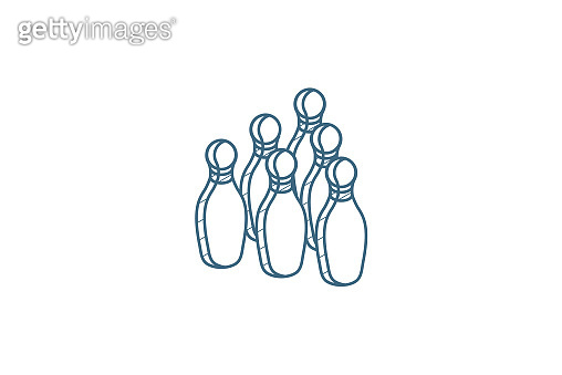 Bowling Skittles Isometric icon. 3d line art technical drawing ...