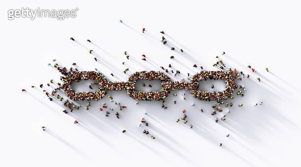 Human Crowd Forming A Chain Symbol: Bonding And Social Media Concept ...