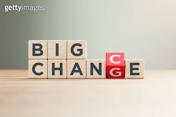 "Big Change and Big Chance" Written Red Wood Blocks Sitting on Wood ...