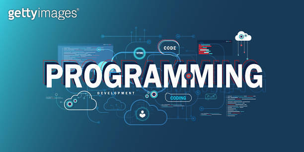 Creative illustration of Programming word lettering typography with ...