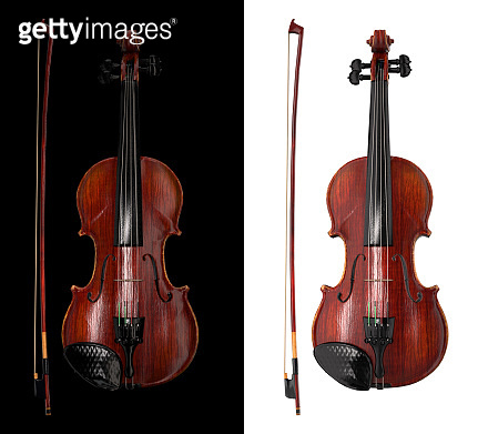 Front view of viola on black and white background 3d rendering ...