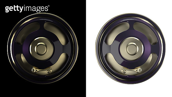 Back view of subwoofer speaker black and white background 3d rendering ...