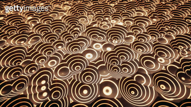 Artificial circular sound wave pattern surface background with many ...