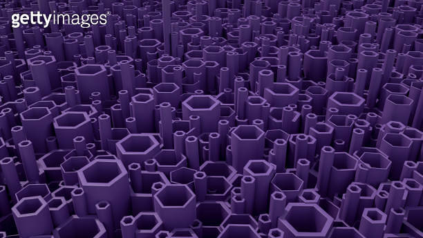 Stack of 3D hexagon tubes, pipes background 이미지 (1225753966) - 게티이미지뱅크