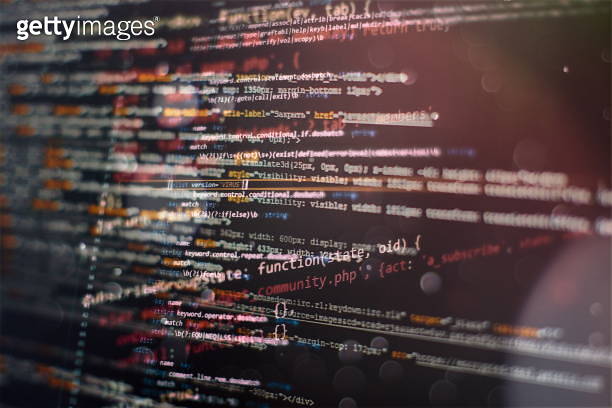Website programming code. IT business. Software development. Internet security hacker prevention ...