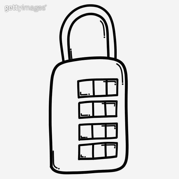 lock with password doodle vector icon. Drawing sketch illustration hand ...