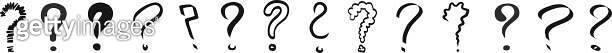 question marks interrogation points hand drawn signs query symbols ...