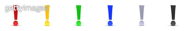 exclamation point exclamation mark 3d red gold yellow green blue silver ...