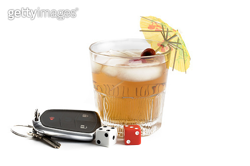 do not gamble on drinking and driving illustration - a cocktail with ...