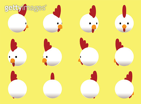 Animal Head White Chicken Animate Spinning Vector Illustration ...
