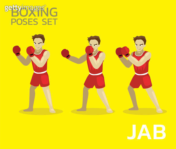Jab Manga Boxing Poses Set Man Cartoon Vector Illustration (1214630371 ...