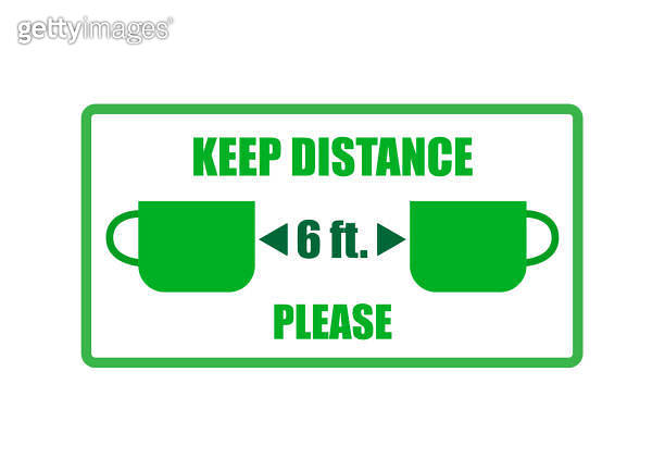 Coffee shop keep distance sign flat vector design isolated from white ...
