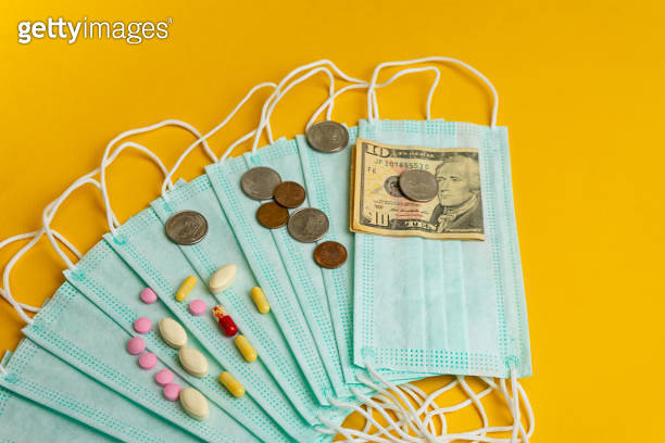 The concept of inflation in medicine. Medical masks, medicines and ...