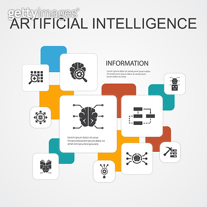 Artificial Intelligence Infographic 10 line icons template.Machine ...