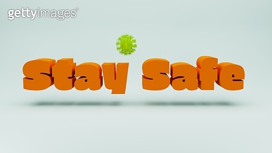 Stay Safe 3d render text with green coronavirus (3d illustration) 이미지 ...