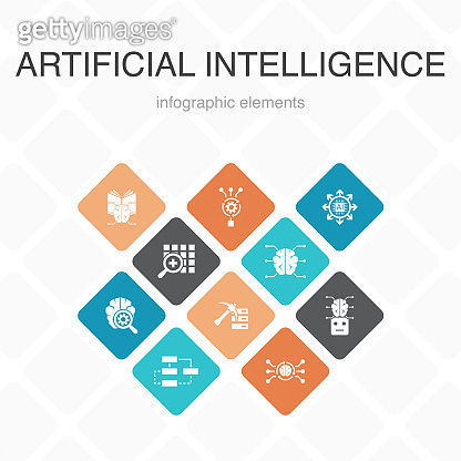 Artificial Intelligence Infographic 10 option color design.Machine learning, Algorithm, Deep ...