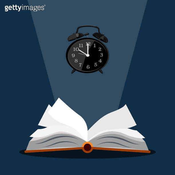 Open a book and time.Conceptual creation of knowledge takes time.Vector ...