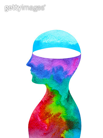 human head space mind spiritual abstract watercolor painting ...