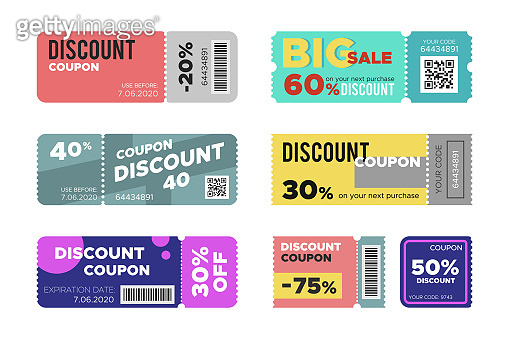 Discount coupons set 이미지 (1226866865) - 게티이미지뱅크