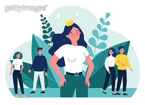 Selfish girl and society flat vector illustration 이미지 (1221450088) - 게티 ...