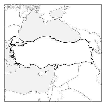 Map of Turkey black thick outline highlighted with neighbor countries ...