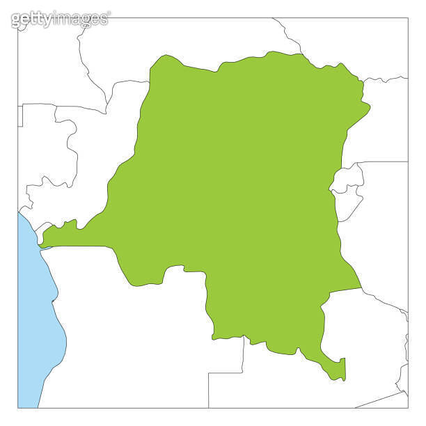 Map of Democratic Republic of the Congo green highlighted with neighbor ...